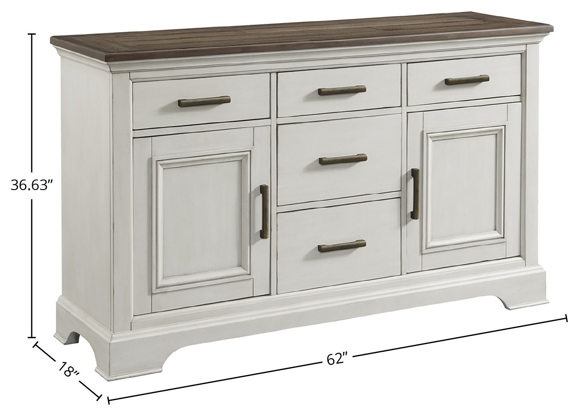 Drake 62' Wide 5-drawer Sideboard, Rustic White - Farmhouse - Buffets ...
