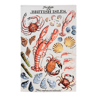 Kelly Hall Fresh Shellfish Cotton Tea Towel - Beach Style - Dish Towels ...