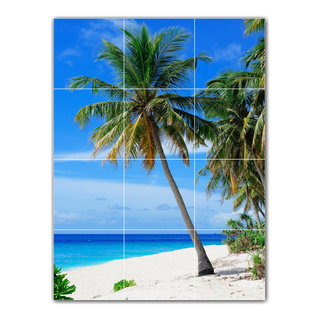 Beach Ceramic Tile Wall Mural HZ500078, 36" Wide x 48" High - Tropical ...