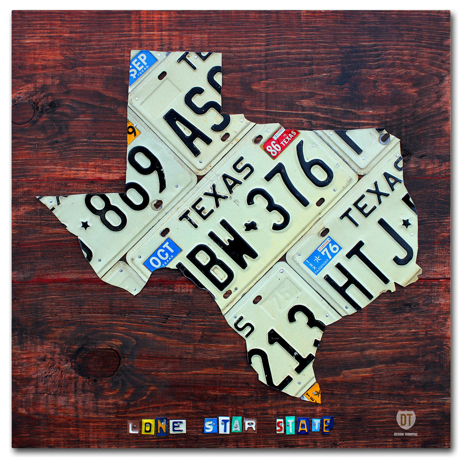 "Texas License Plate Map Large" Canvas Art by Design Turnpike, 35"x35 ...