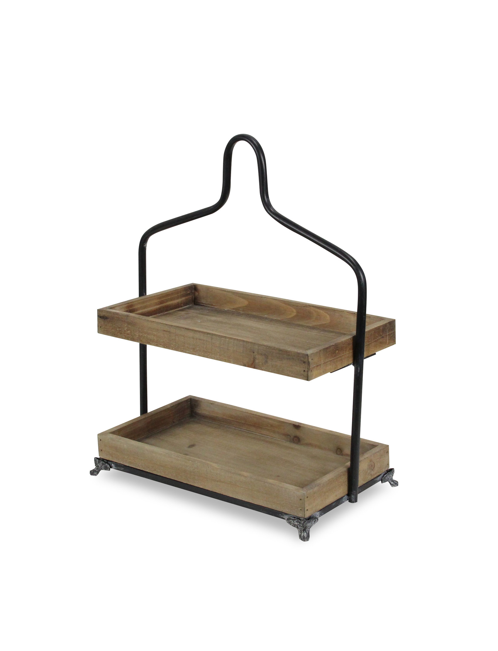 2 Tier Wood Top Table Storage With Metal Frame - Traditional ...