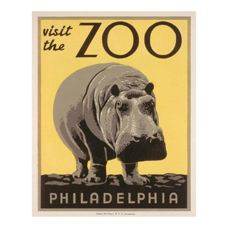 "Visit the zoo - Philadelphia - Hippo" Digital Paper Print by WPA, 18 ...