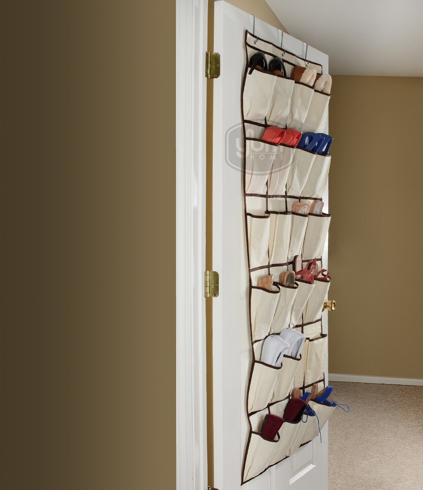 24 Pocket Fabric Hanging Over The Closet Rod Shoe Storage Rack ...