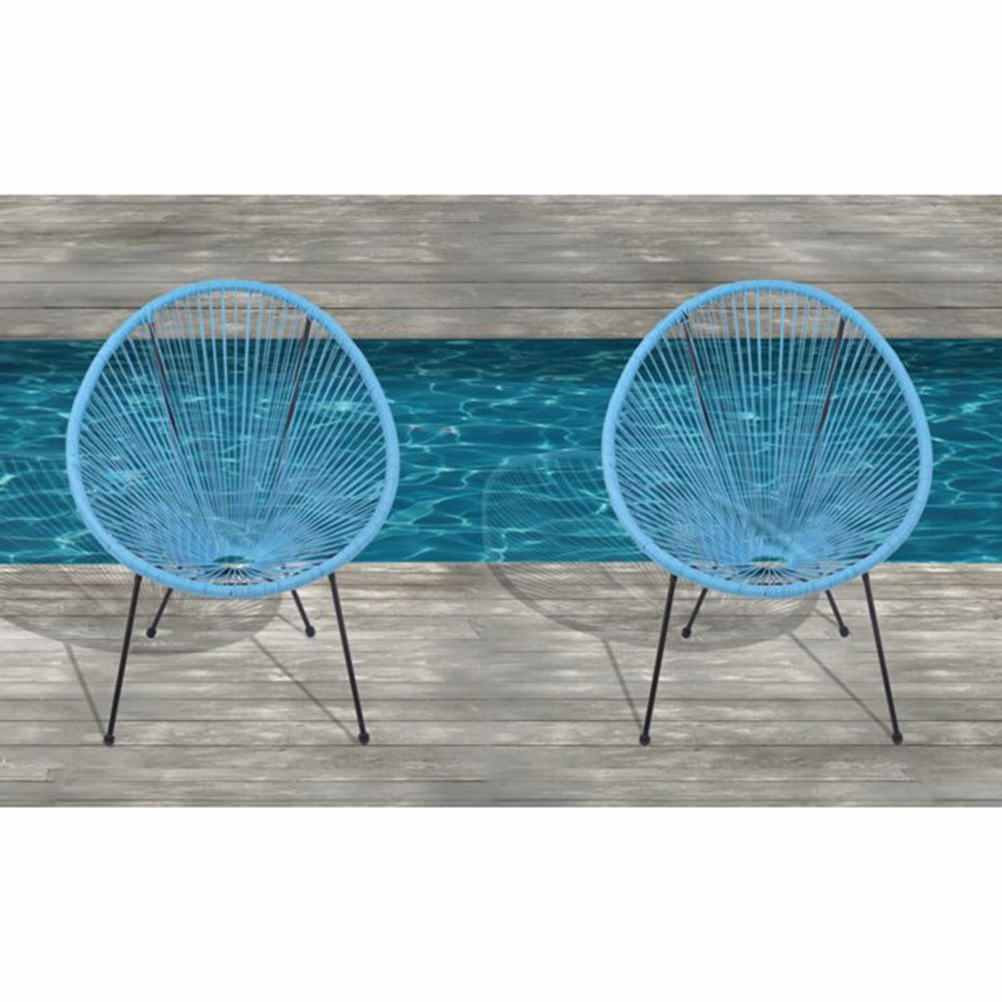 Living Source International Modern Metal Patio Chairs in Turquoise (Set ...