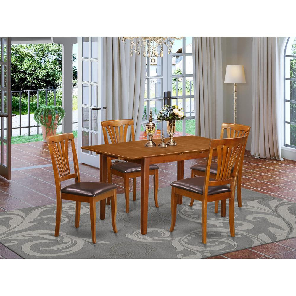 5-Piece Small Kitchen Table Set, Table With Leaf and 4 Chairs for ...