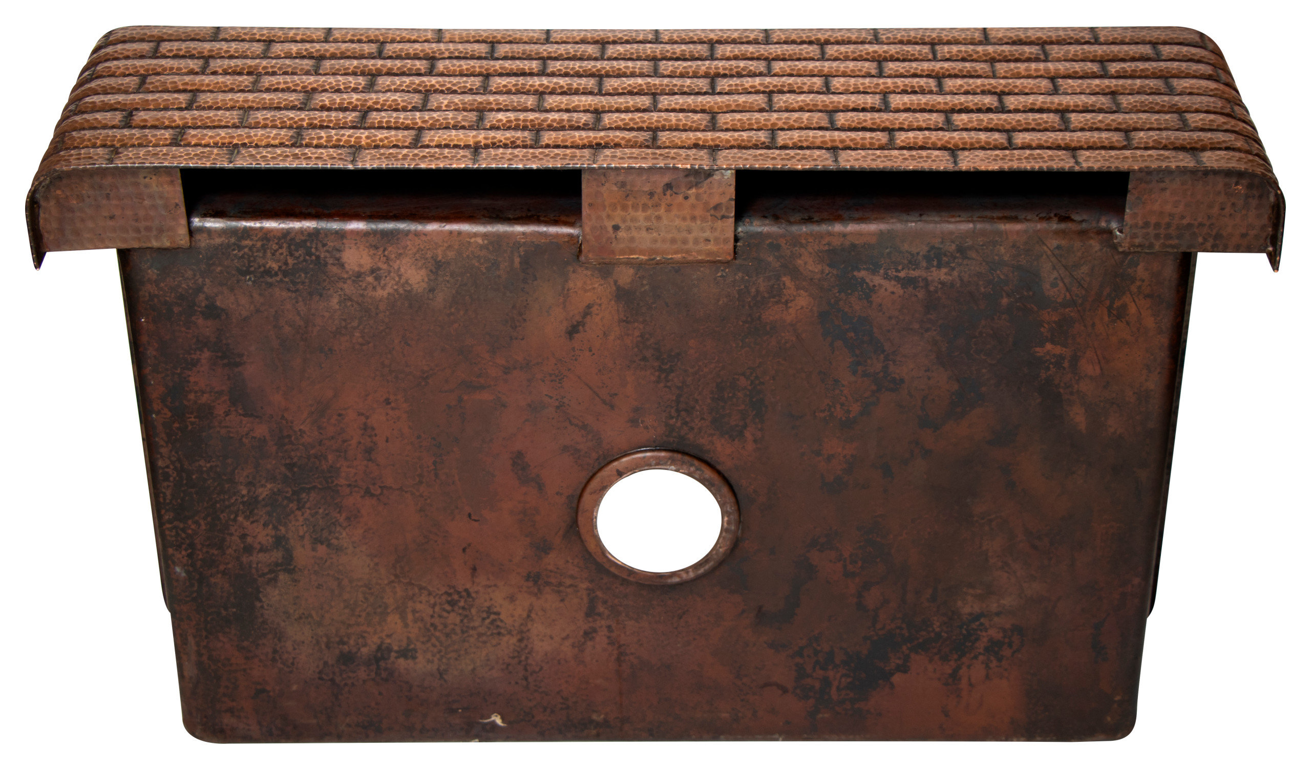33" Farmhouse One Bowl Bricks Apron Hammered Copper Kitchen Sink, 16 ...