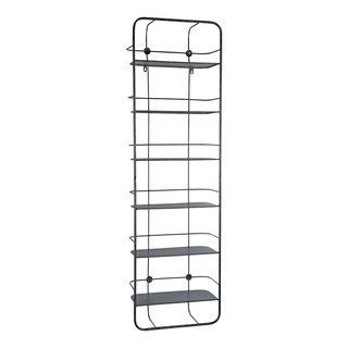 Metal 6 Tier Wall Shelf with Lattice Design Back, Distressed Gray ...