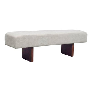 Francesca Polyester Bench, Beige - Transitional - Upholstered Benches ...