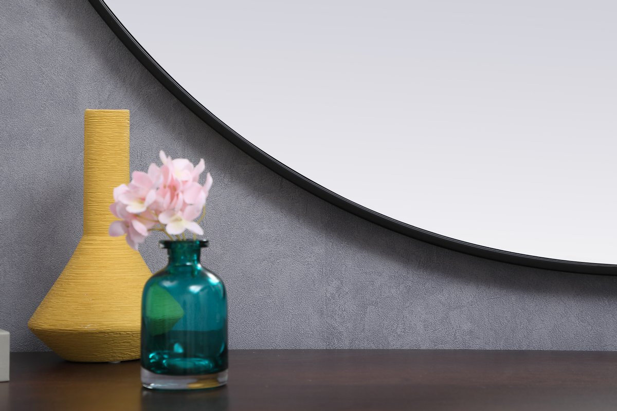 Home Living Metal Frame Round Mirror 45", 45" - Contemporary - Wall ...