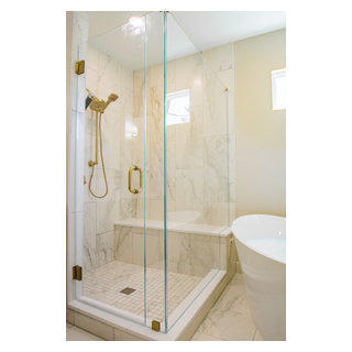 Walk-in Shower in Faux Marble Tile - Fusion - Bathroom - Denver - by ...