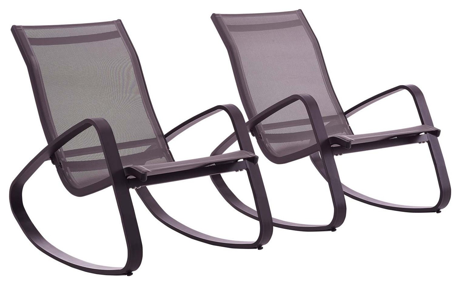 Modway Traveler Aluminum & Mesh Patio Rocking Chair in Black (Set of 2 ...
