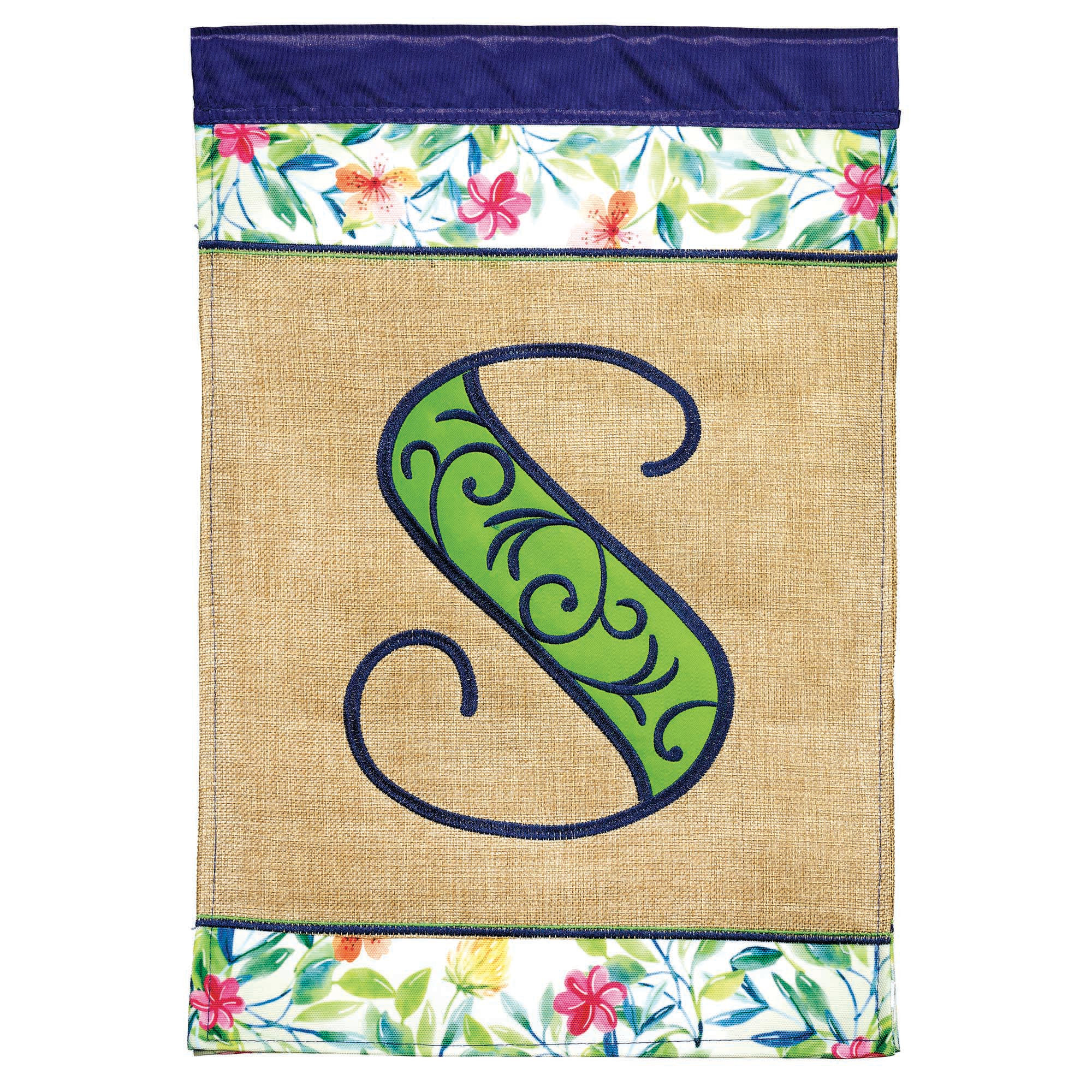 Flg Dapp Monogram S Spring Blap/Prt Garden - Flags And Flagpoles - by ...