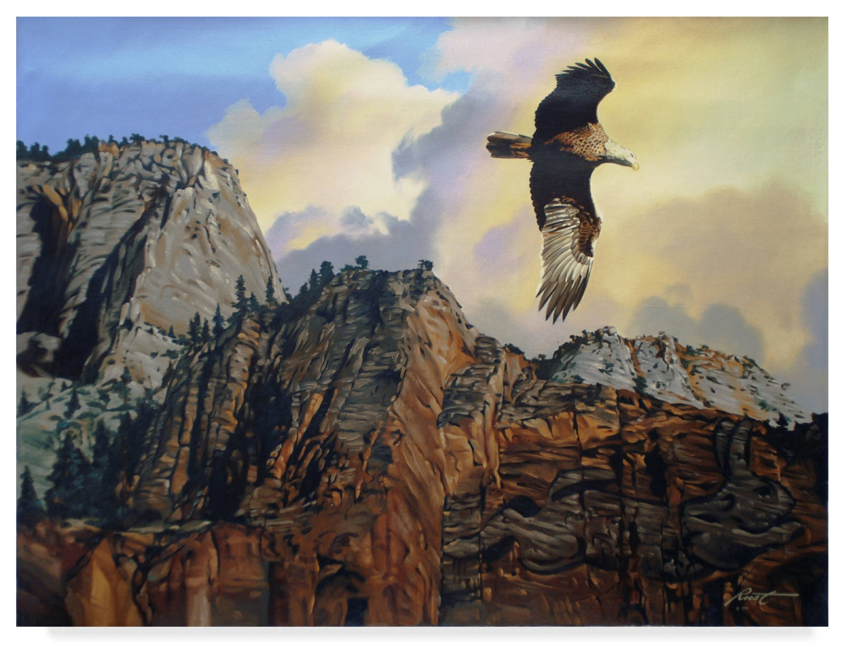 "Golden Eagle" by D. Rusty Rust, Canvas Art, 47"x35" - Rustic - Prints ...