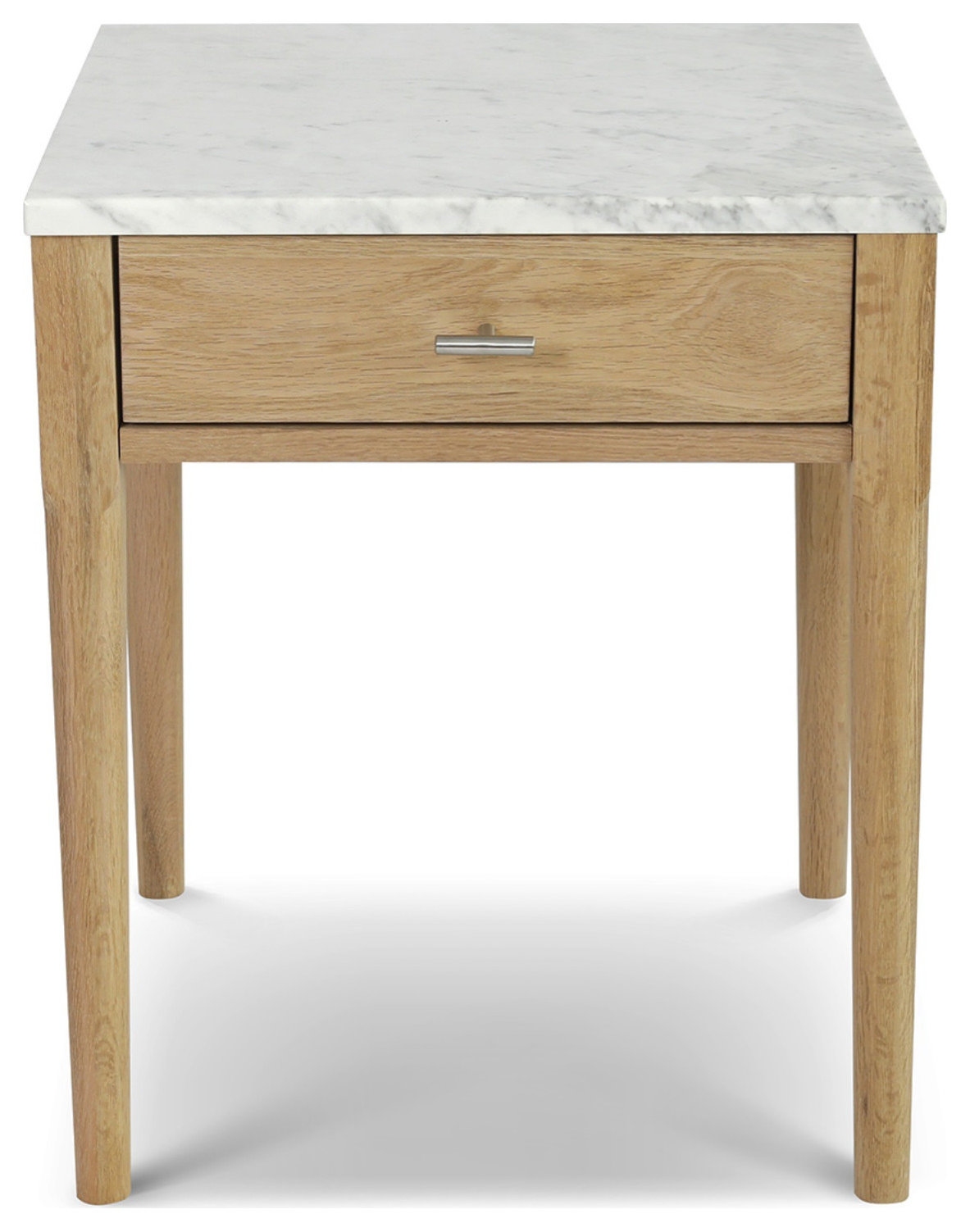 Alto 18" Square Italian Carrara White Marble Side Table with Oak Leg ...