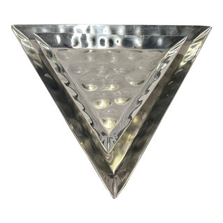 Set 2 Hand Punch Marks Stainless Steel Triangle Display Serving Plate ...