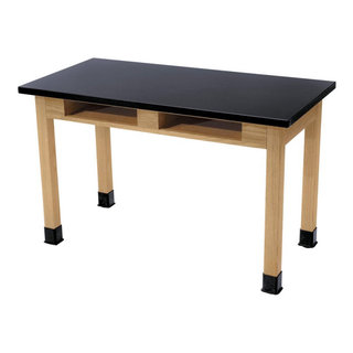 NPS 24x72" Ash Wood Science Lab Table with Phenolic Top, Black ...