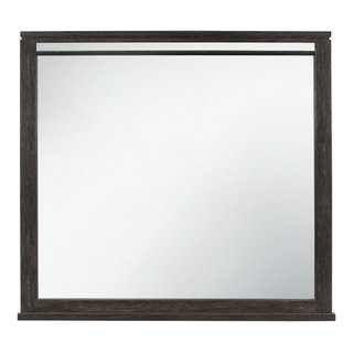 Rectangular Wooden Frame Mirror with Grain Details, Brown ...