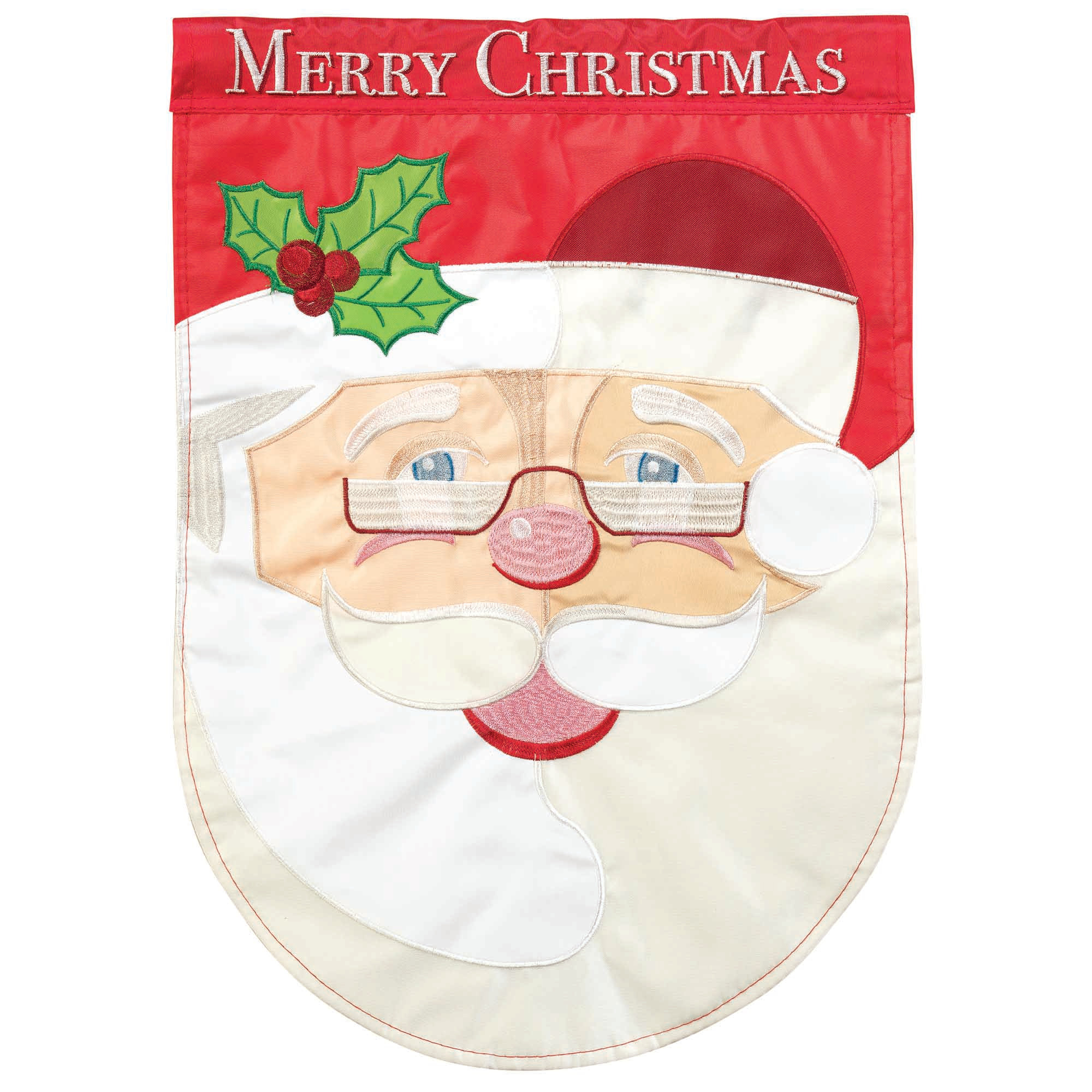 Santa Merry Christmas Flag Applique, Large - Traditional - Flags And ...