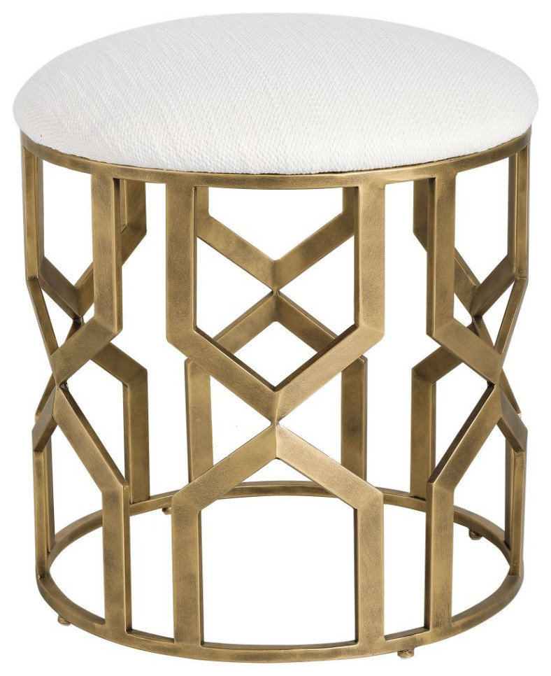 20.5 inch Geometric Accent Stool - 18 inches wide by 18 inches deep ...