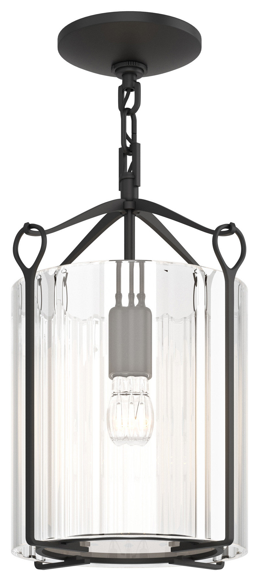 Bow Semi-Flush, Black, Clear Fluted Glass - Transitional - Flush-mount ...