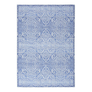 Waverly Washables Collection WAW03 Blue Rectangle Contemporary Area Rug ...