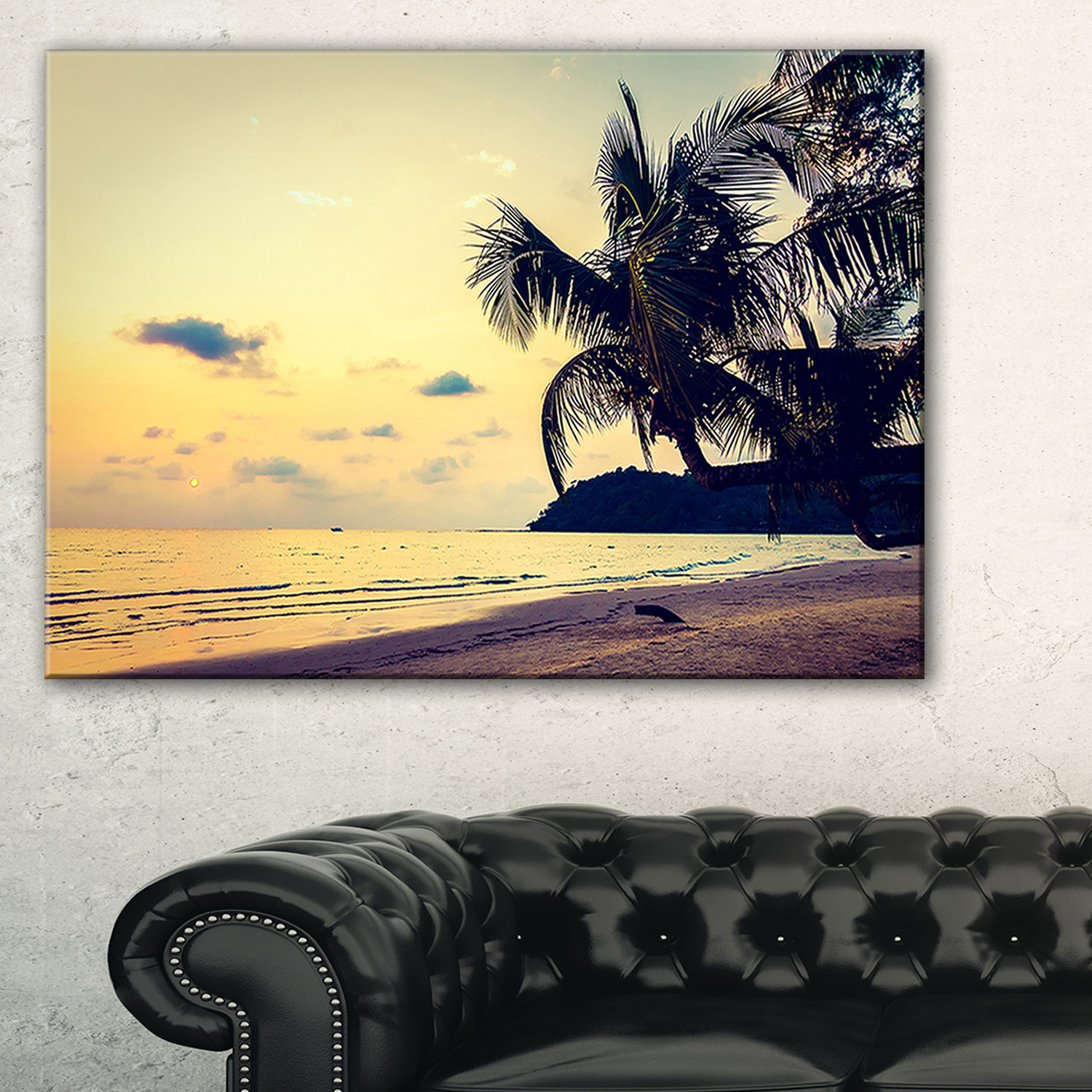 "Silhouette Coconut Tree" Canvas Print, 40"x30" - Tropical - Prints And ...