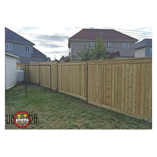 Palisade Style Wood Fence, 6x6 posts, with Horizontal Trim Boards ...