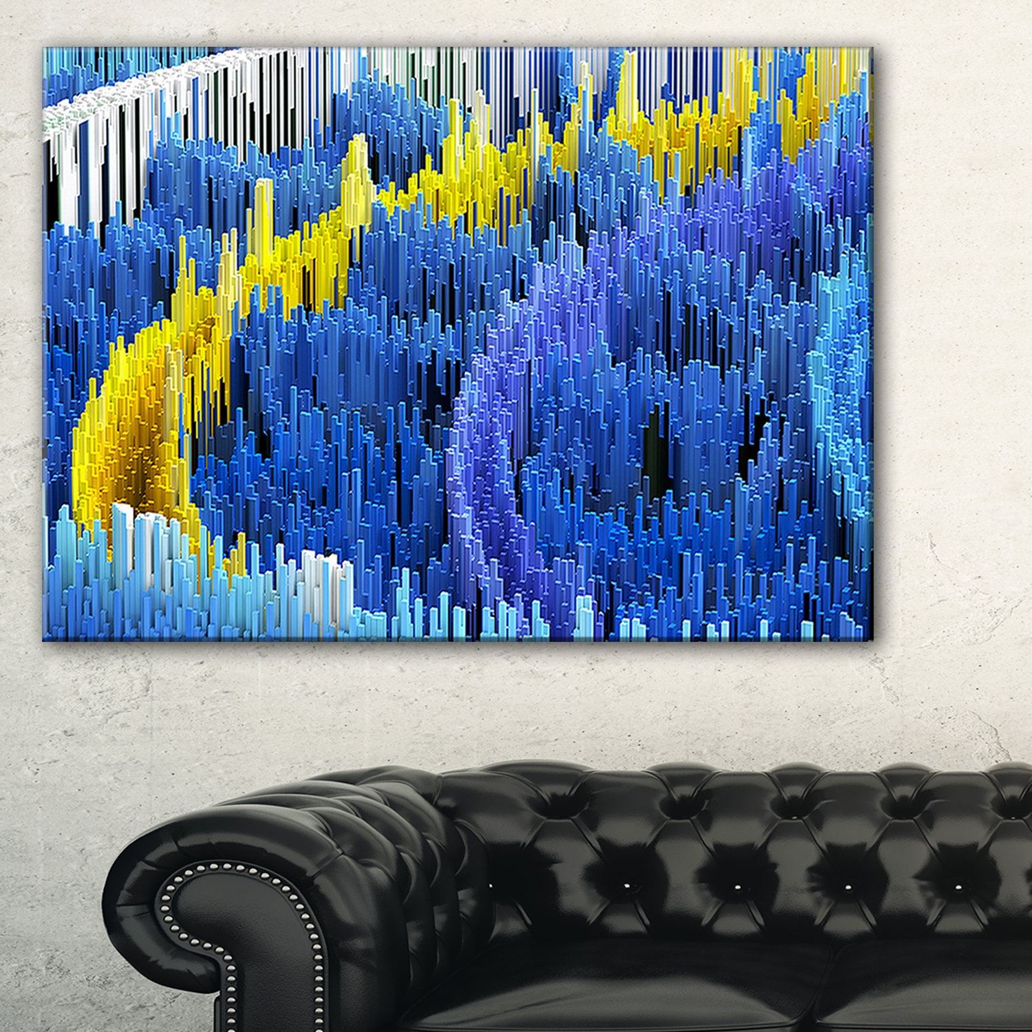 "Macro Render Structure, Blue and Yellow" Canvas Print, 40"x20 ...