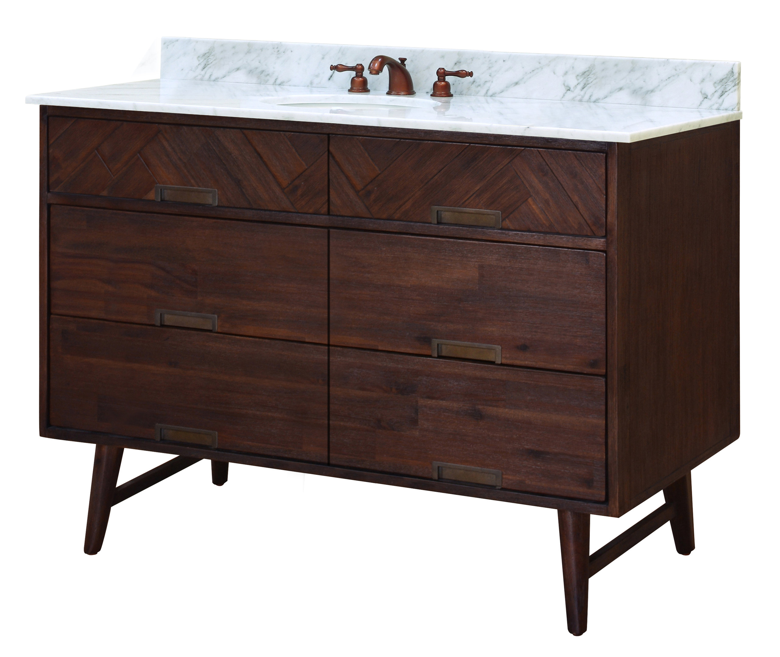 Parkett Drawer Vanity Base, 48" - Midcentury - Bathroom Vanities And ...