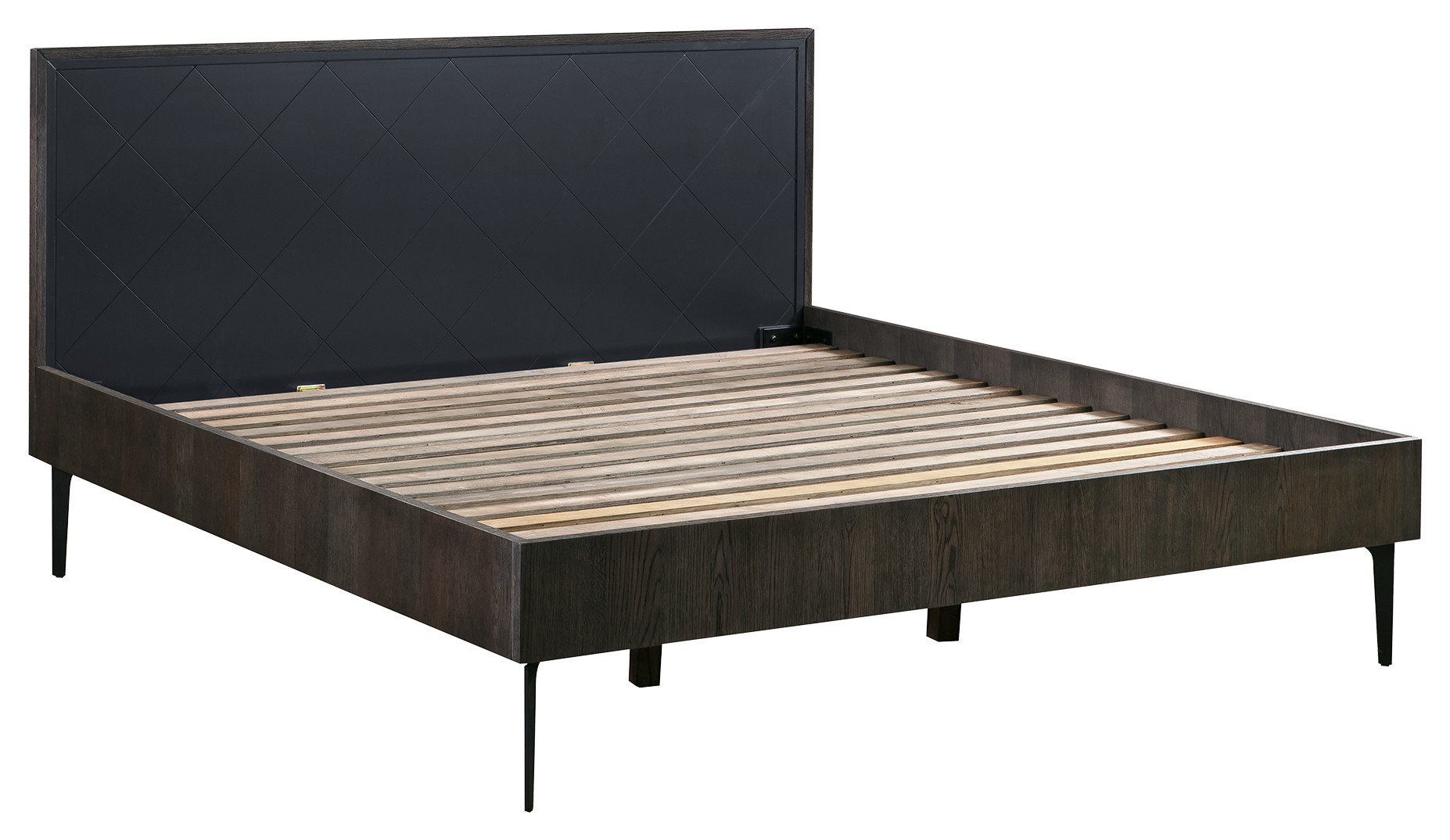 Cross Solid Oak and Metal King Platform Bed Frame - Midcentury ...
