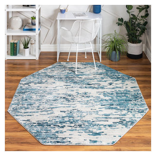 Unique Loom Oasis Water Area Rug, 7' 0 x 7' 0 Octagon - Contemporary ...