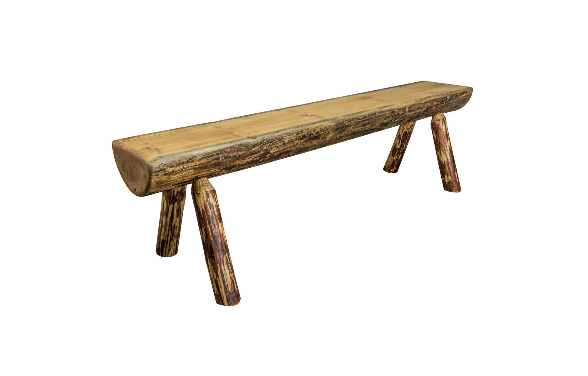 Glacier Country Half Log Bench, Exterior Stain Finish, 4 ft. - Rustic ...