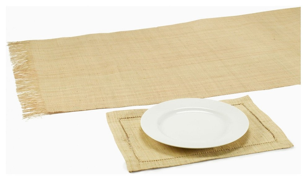 Serene Spaces Living Natural Raffia Runner - Tropical - Table Runners ...