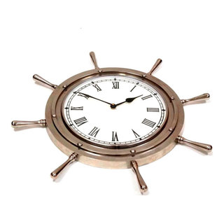 Aluminum Ship Wheel Clock, 7082, 18" - Beach Style - Wall Clocks - by ...