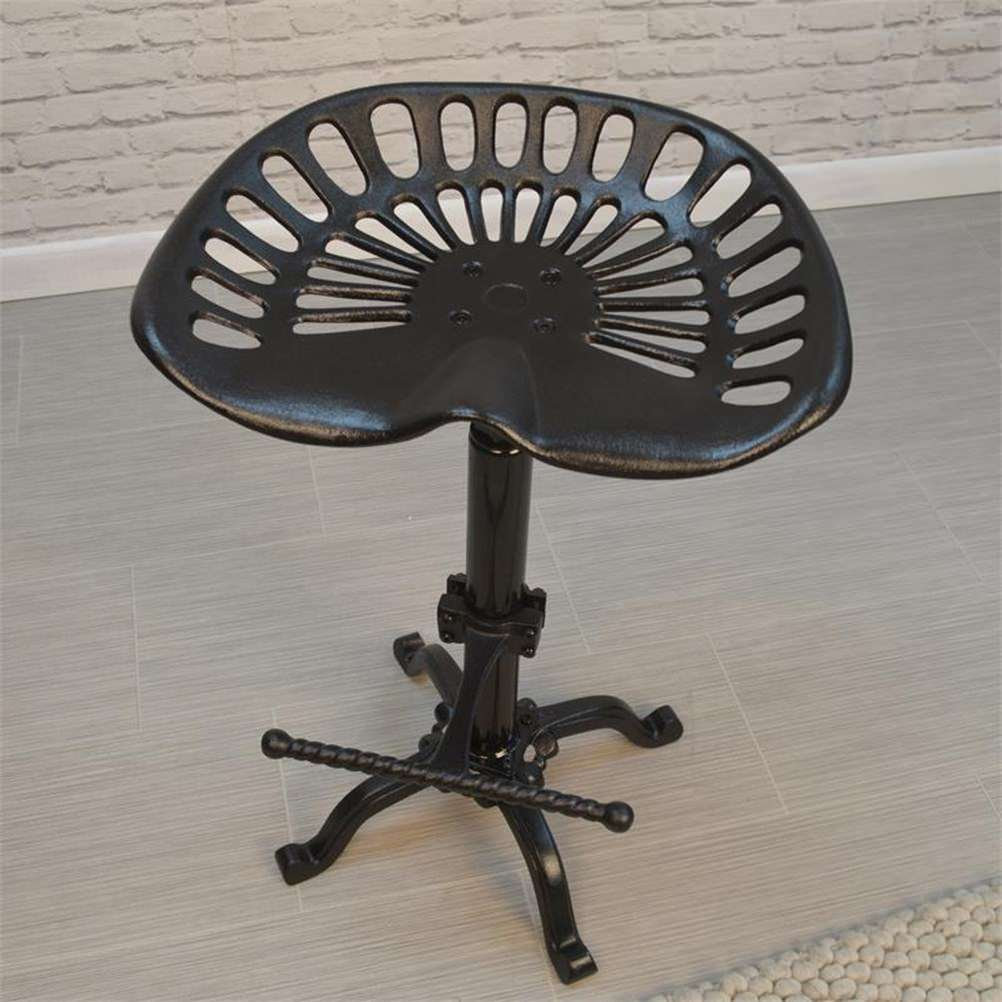 Pemberly Row Traditional Metal Adjustable Tractor Seat Stool in Black ...