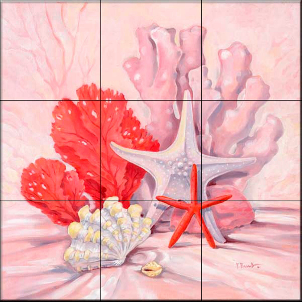 Tile Mural, Coral Still Life 2 by Paul Brent, 24" x 24" (16 Tiles ...