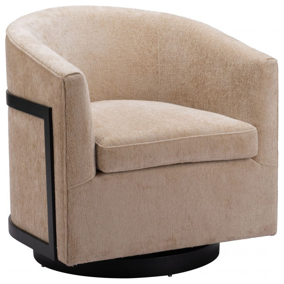 Hanko Swivel Chair Golden Beige - Transitional - Armchairs And Accent ...