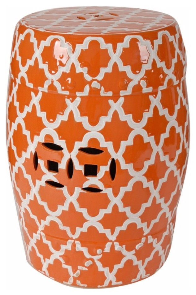 Elegant and Flattering Patterned Stool - Mediterranean - Accent And ...