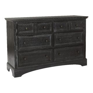 Farmhouse Basics 6 Drawer Dresser 2/CTN in Wood Rustic Black Finish ...
