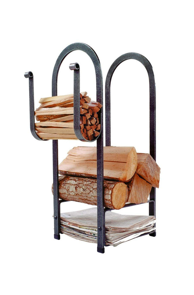 Enclume Fire Center Log Rack, Hammered Steel - Transitional - Firewood ...