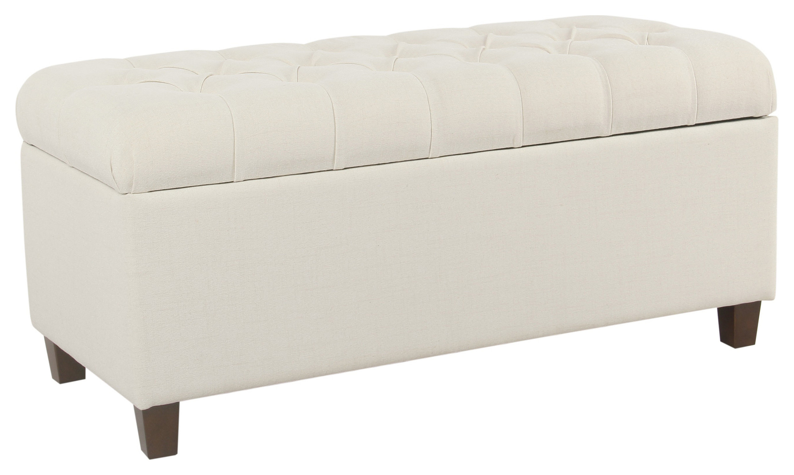 Fabric Upholstered Button Tufted Wooden Bench With Hinged Storage ...