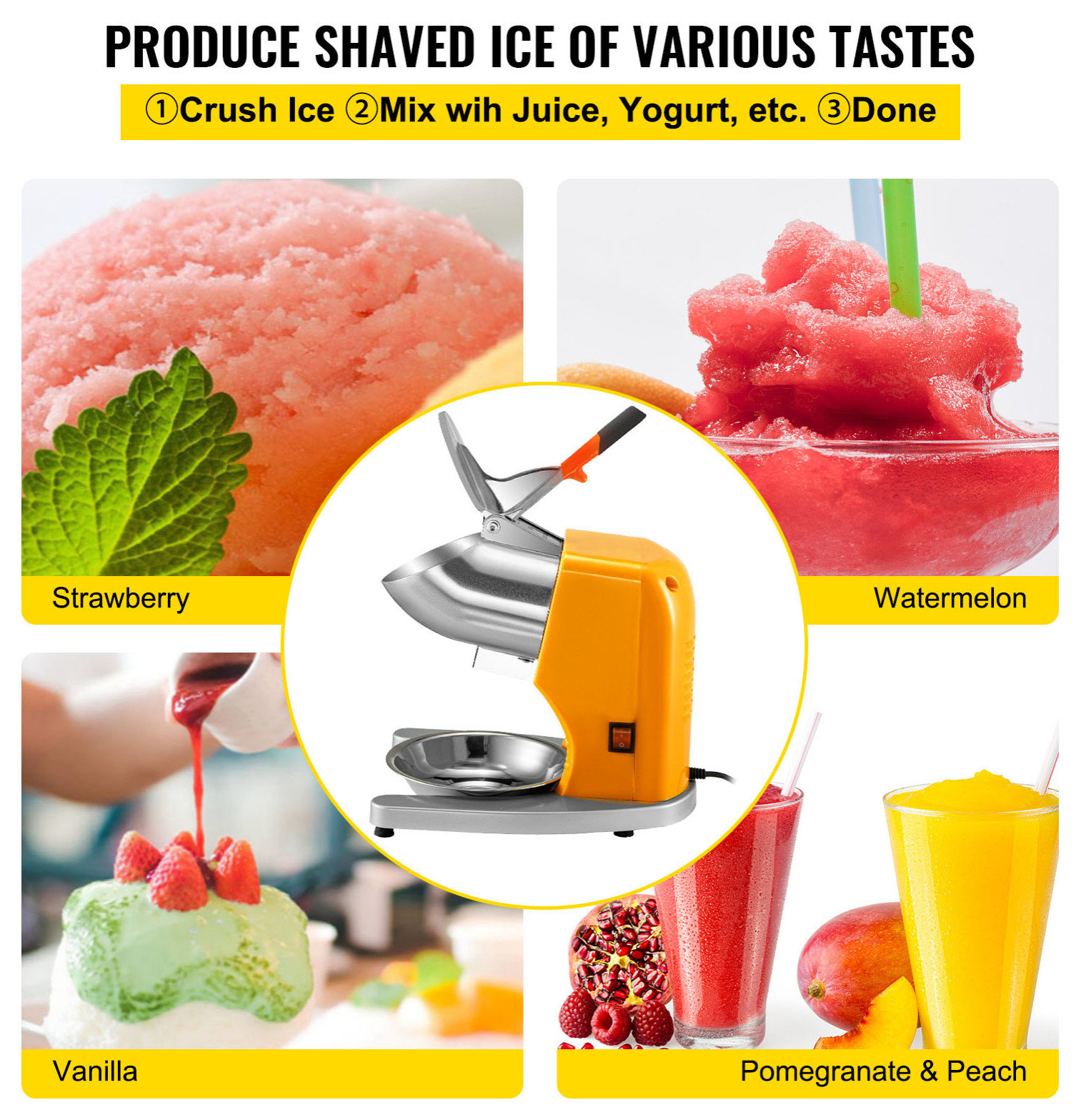 VEVOR Ice Shaver Machine Snow Cone Maker 210LBS Electric Ice Crusher ...