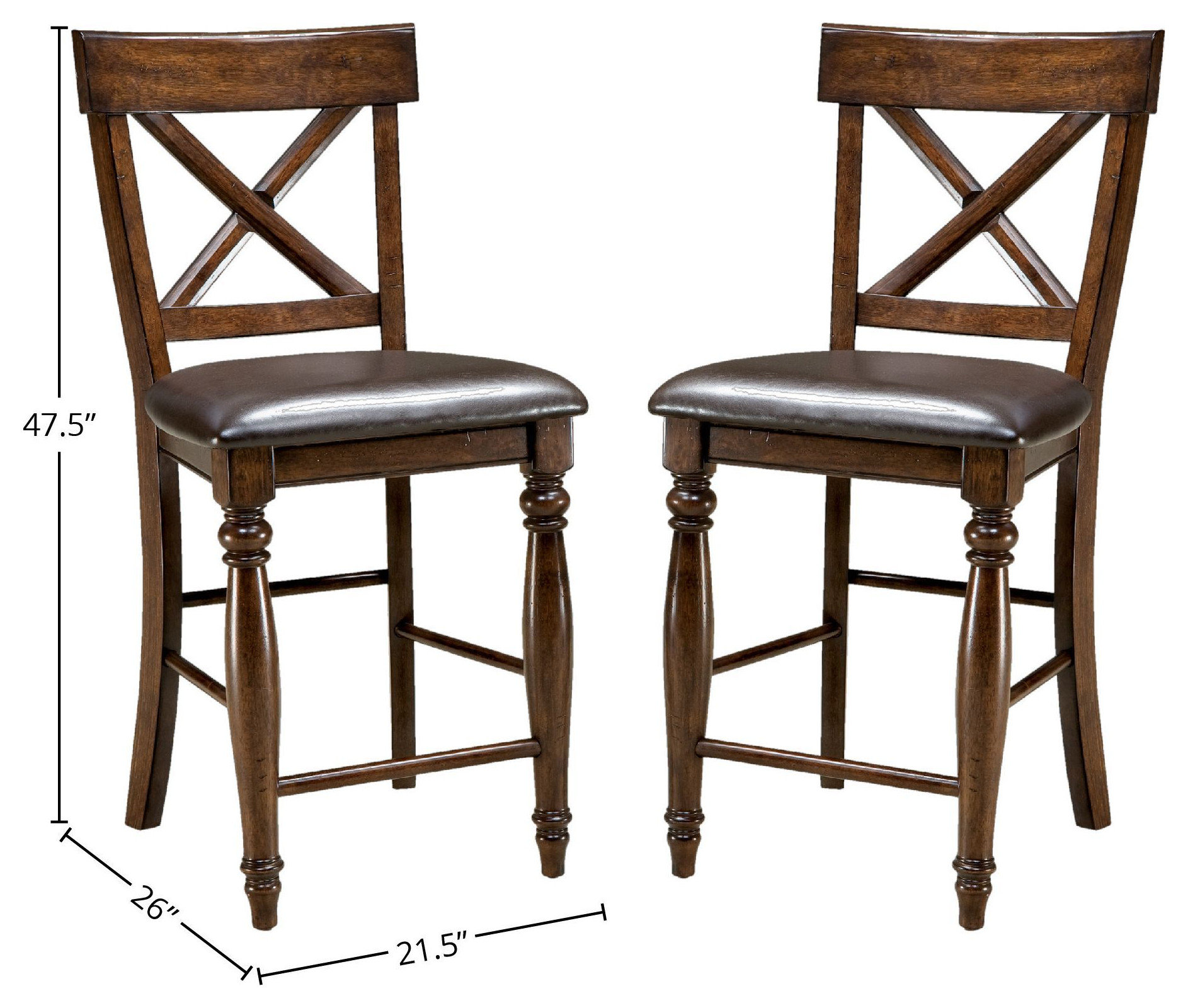 Kingston X-Back Dining Counter Stool With Cushion, Raisin - Traditional ...