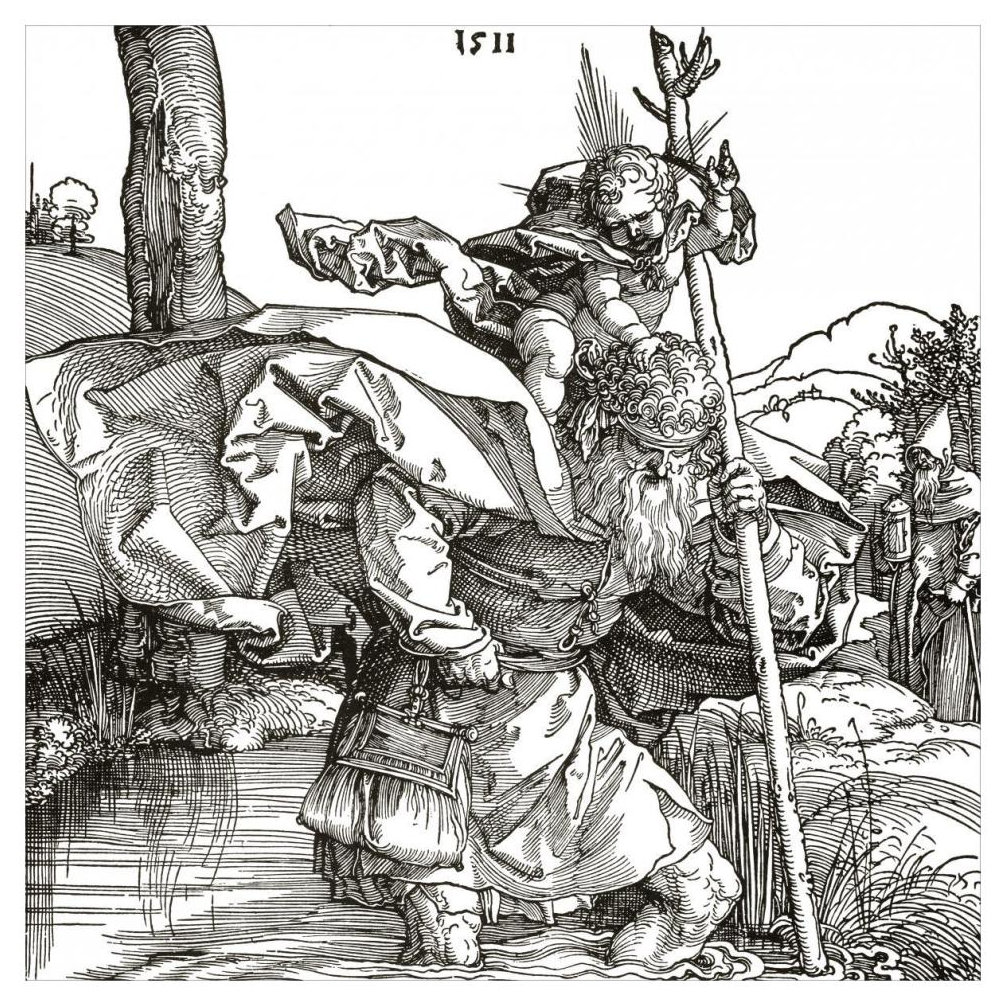 "St Christopher" Digital Paper Print by Albrecht Durer, 18"x18", 46"x46 ...
