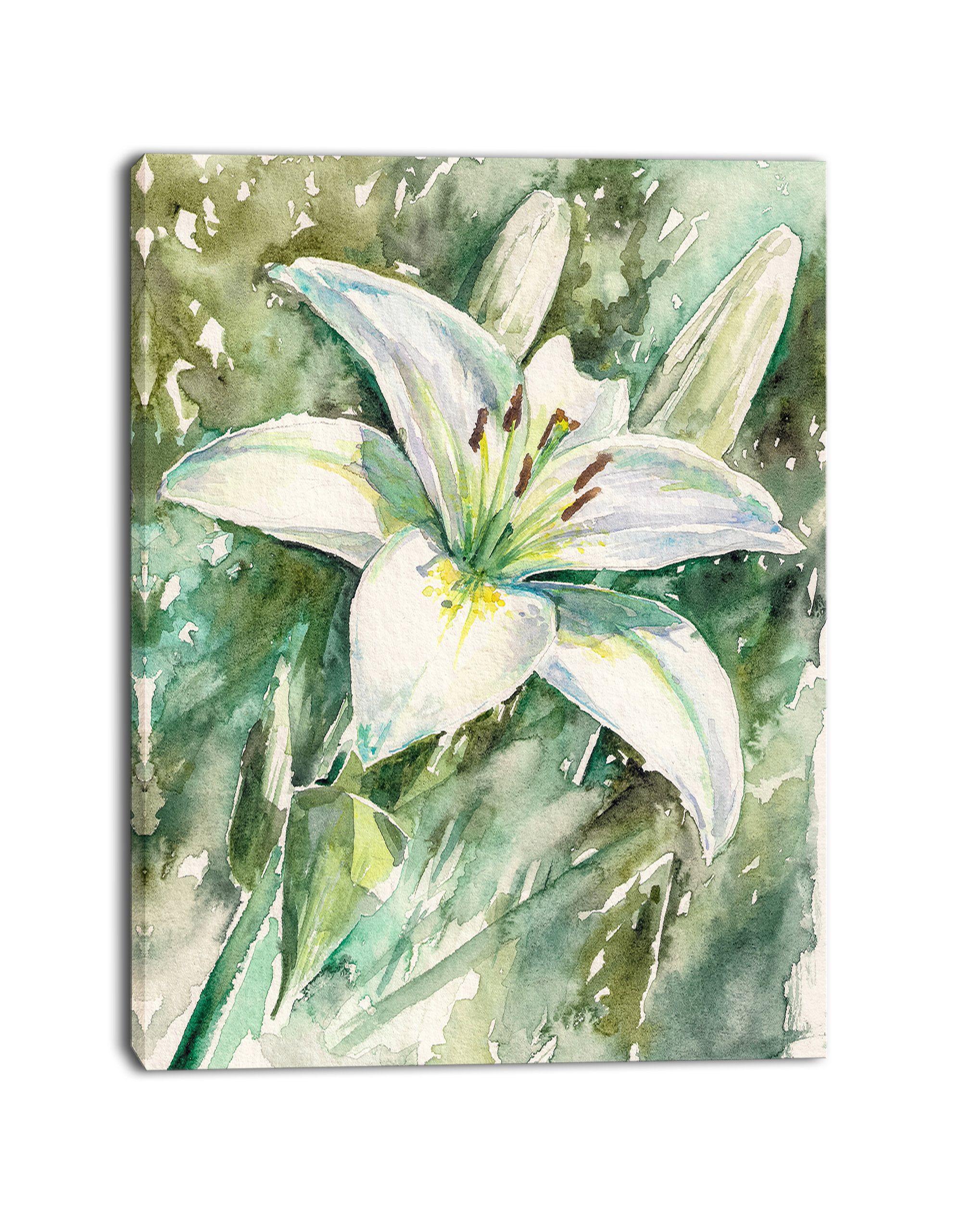 Large White Lily Painting, Floral Canvas Art print, 28"x60 ...