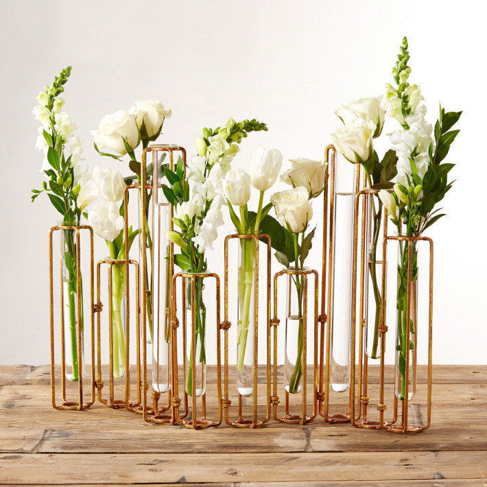 Tozai Lavoisier Hinged Flower Vases With Antiqued Gold Finish, 10-Piece ...