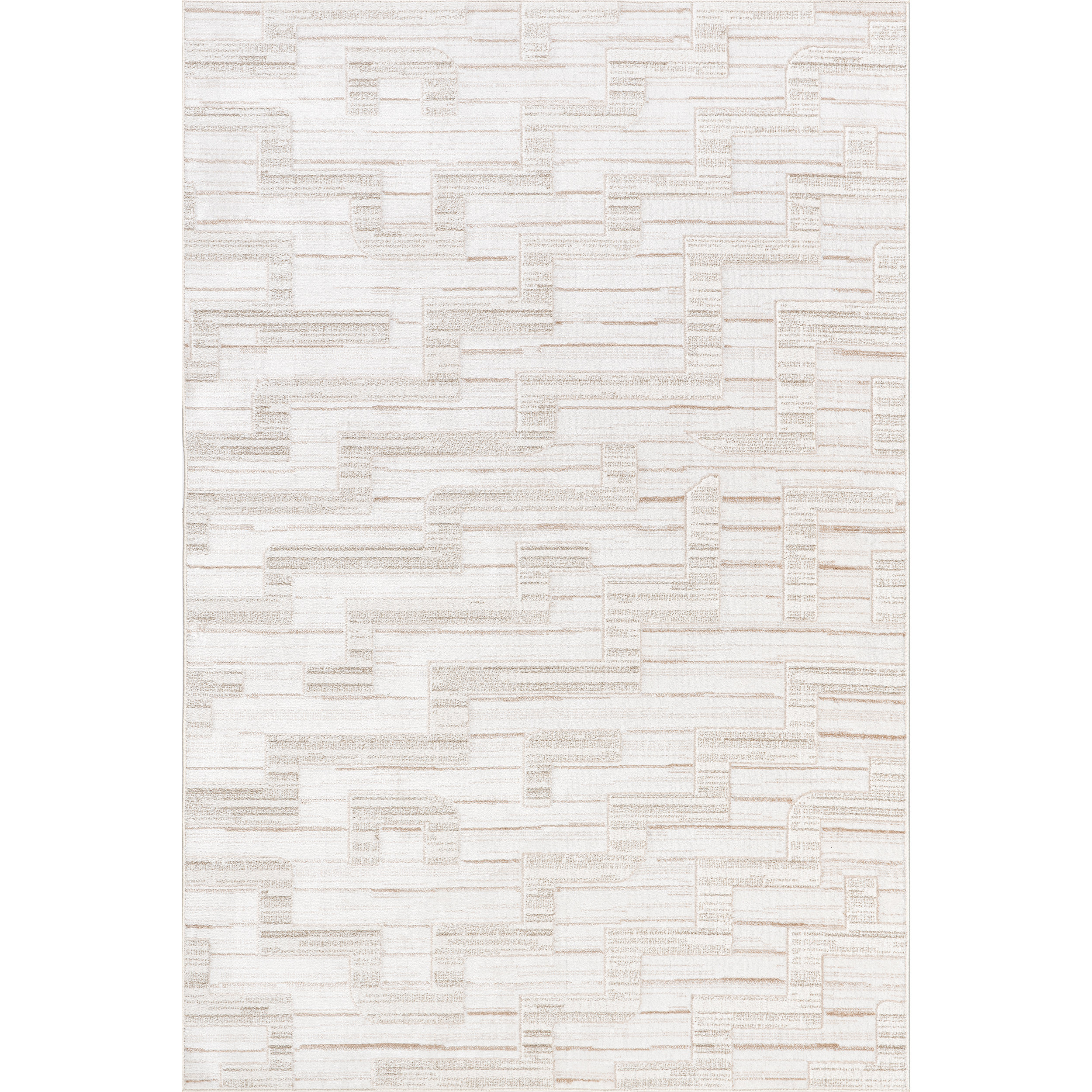 Nuloom Cailin Modern Geometric Washable Rug, Ivory, 4' x 6 ...