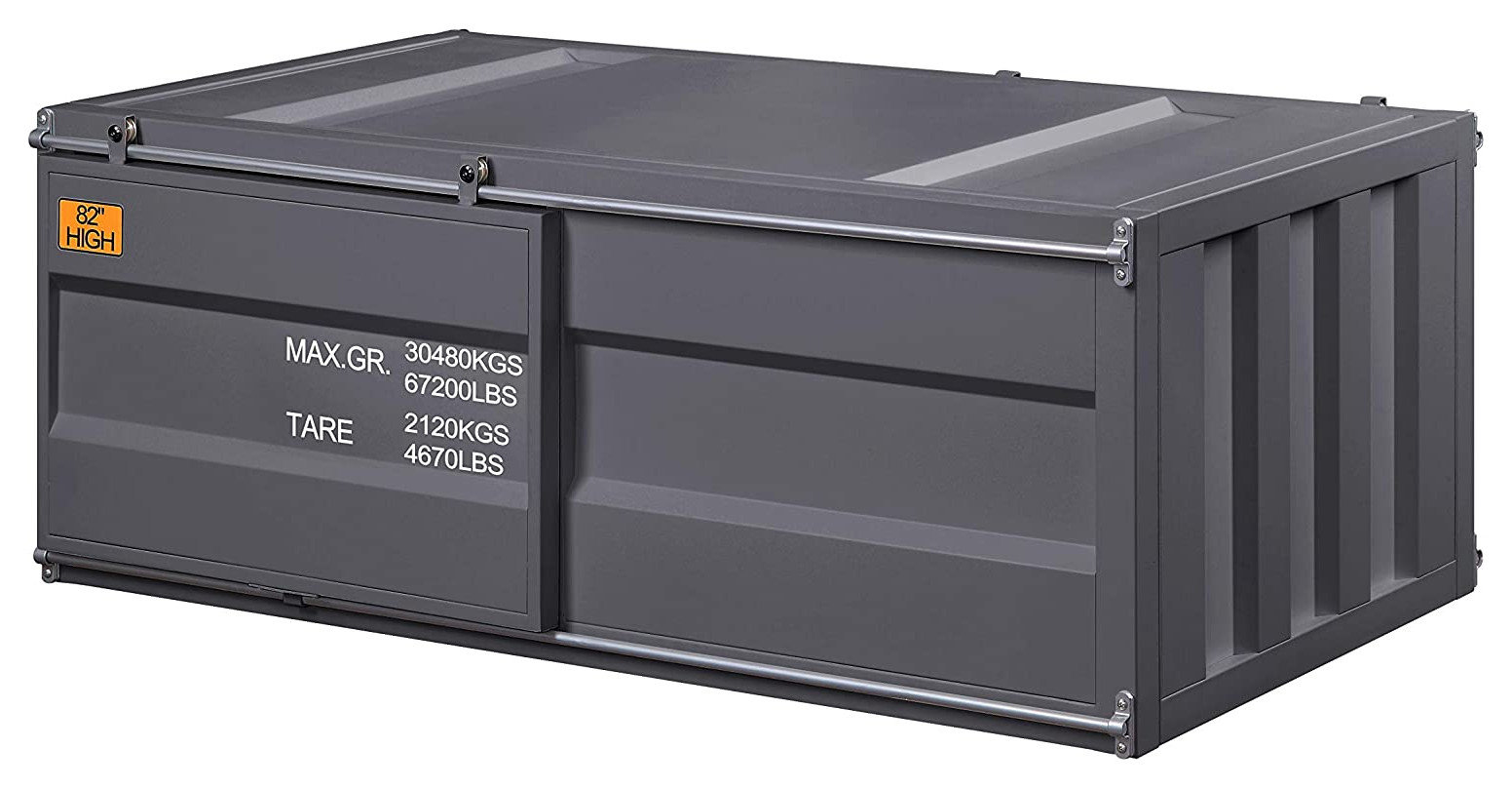 Unique Coffee Table, Cargo Design With Rectangular Top and Sliding Door ...