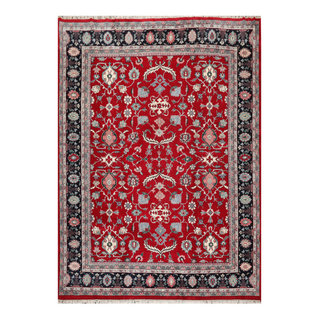 9'x12' Hand Knotted Wool Tabriz Oriental Area Rug, Red, Navy Color ...