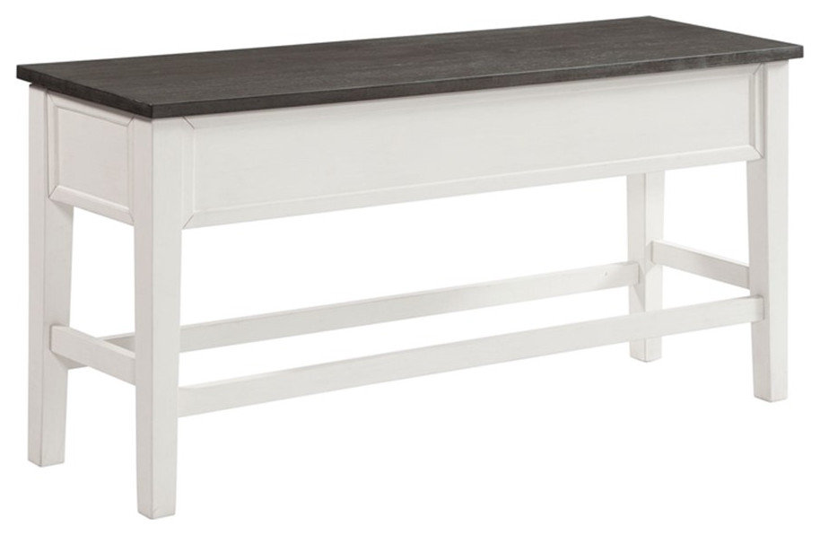 Bowery Hill Farmhouse Wood Storage Counter Dining Bench in Gray ...